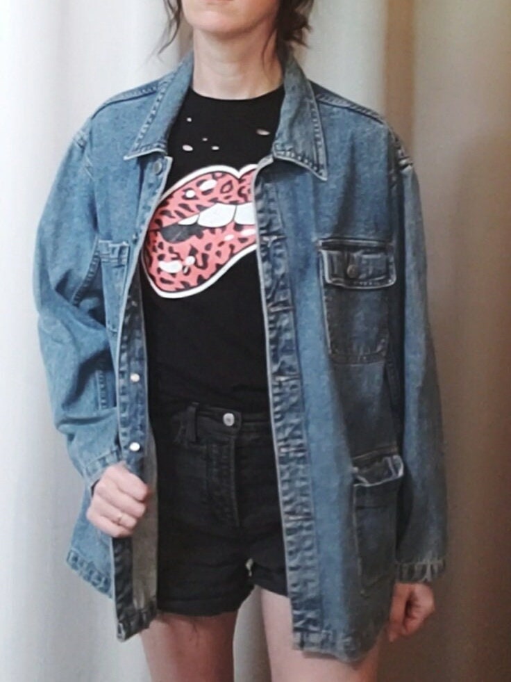 1980s Vintage Denim Jacket, Bill Blass Oversized Jean Jacket - Etsy