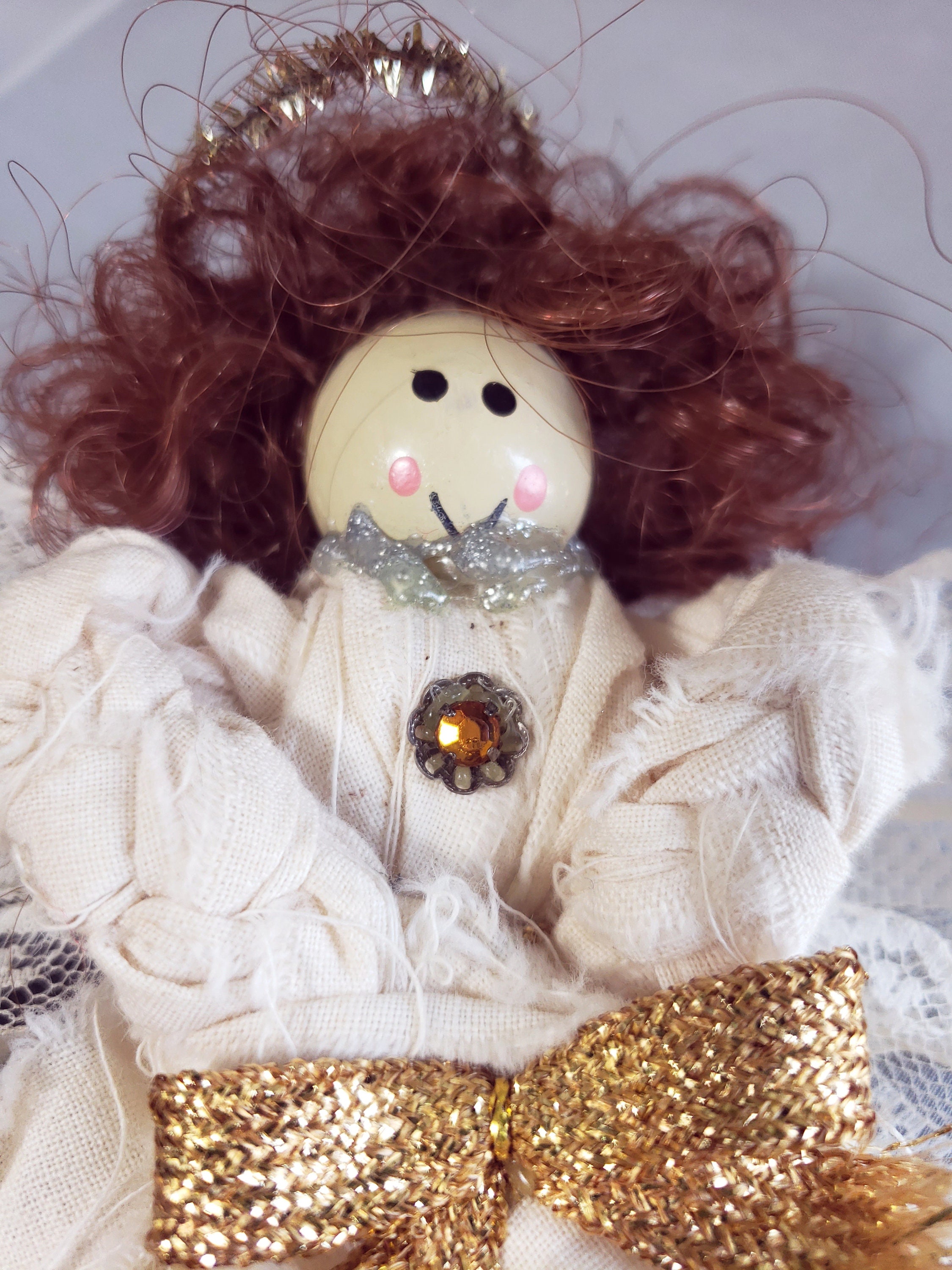 Vintage Layered Fabric Angel With Lace Wings and Gold Accents - Etsy