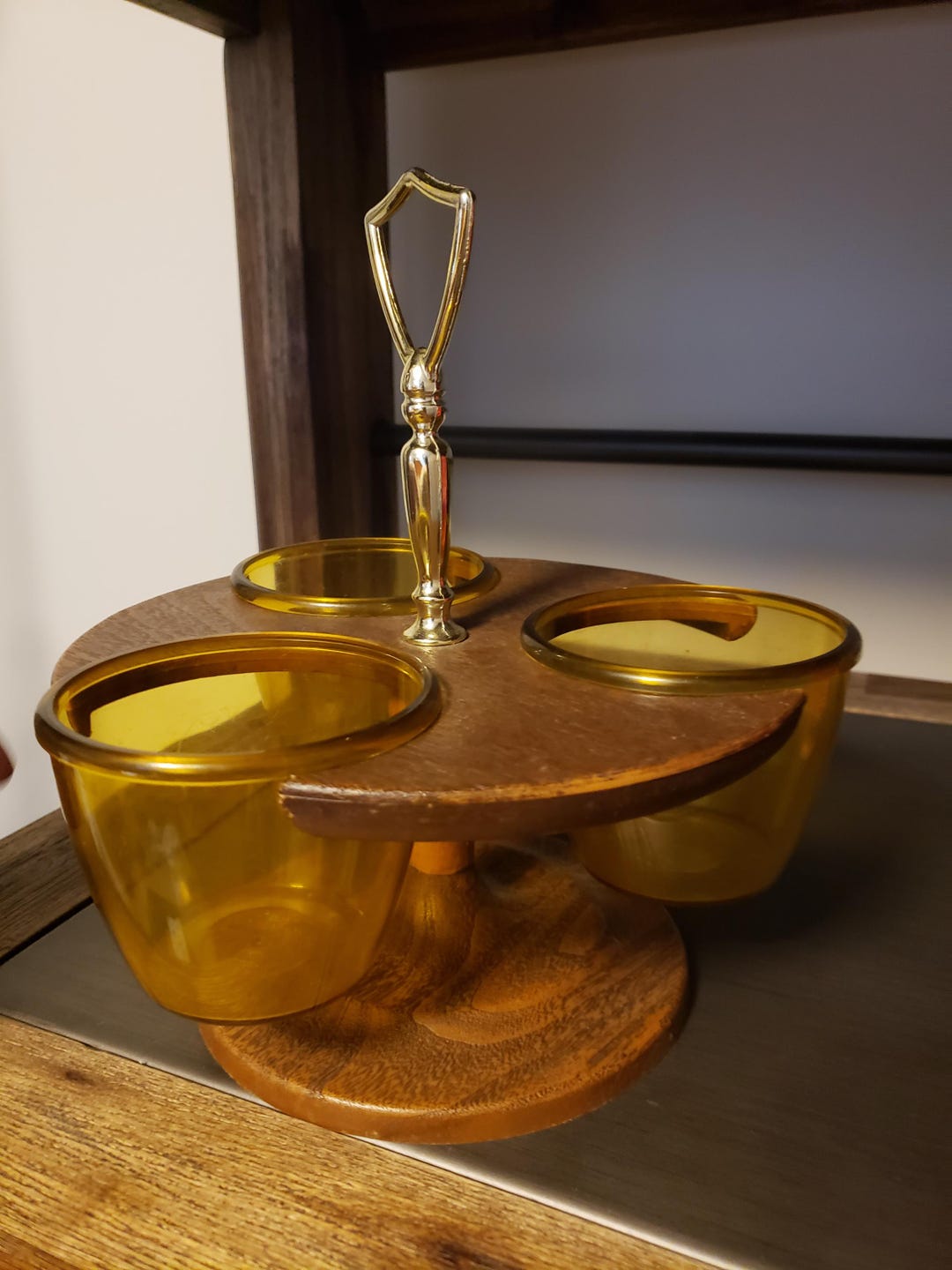 Vintage Wood-look Rotating Lazy Susan Condiment Caddy - Etsy