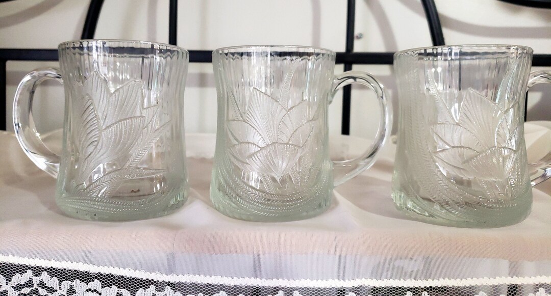 Arcoroc Luminarc Mug Set of 3, Canterbury Tempered Glass Mugs Embossed ...