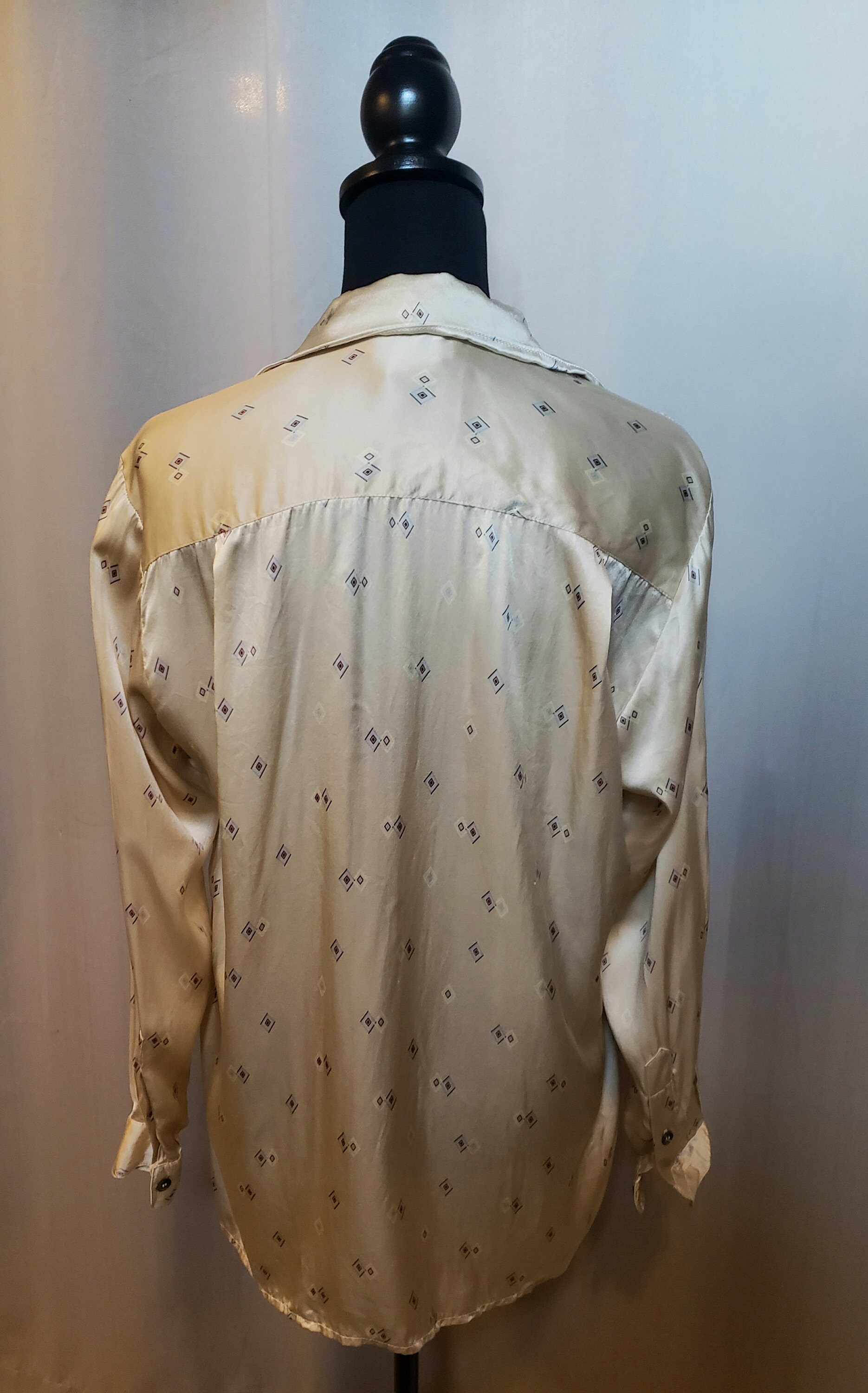Vintage Gold Button Up, Silk Blouse, Gold Silk Top, Evan Picone 80s/90s ...