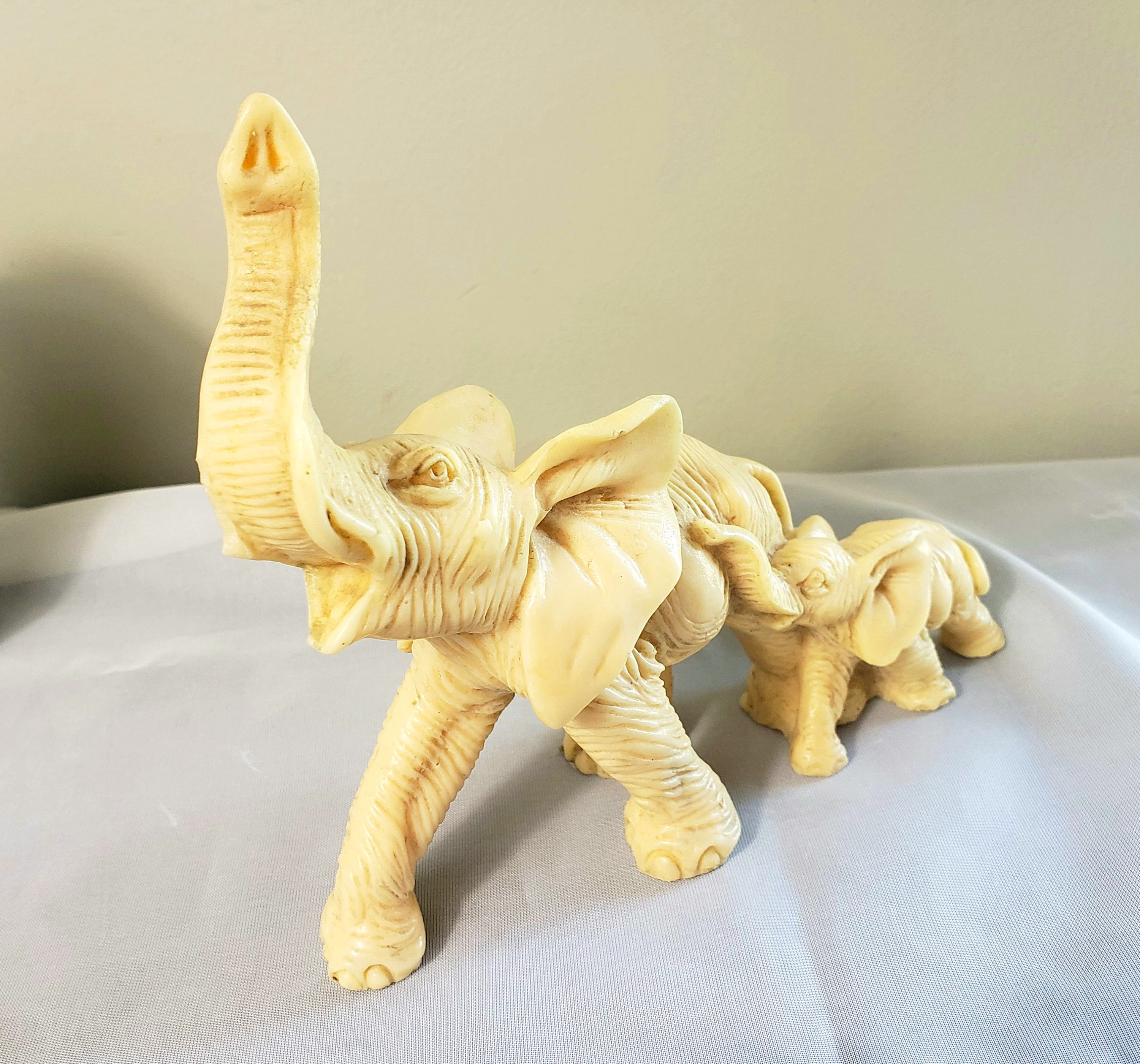 1970s Vintage A. Santini Resin Mother and Baby Elephant - Etsy