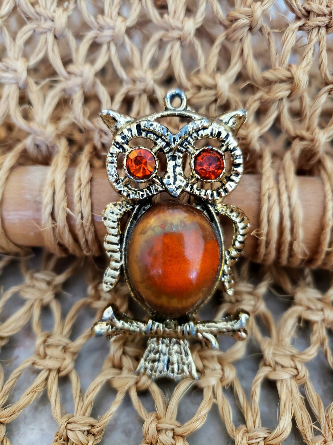 Vintage Burnt Orange Jelly Belly Owl Pendant, Chain NOT Included - Etsy