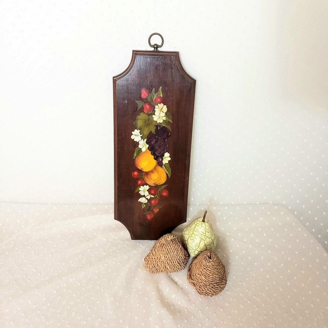 Vintage 1975 Hand Painted Kitchen Wall Decor With Fruit Plants - Etsy