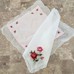 Set of 3 Vintage White Sheer White Handkerchiefs, 2 With Embroidered ...