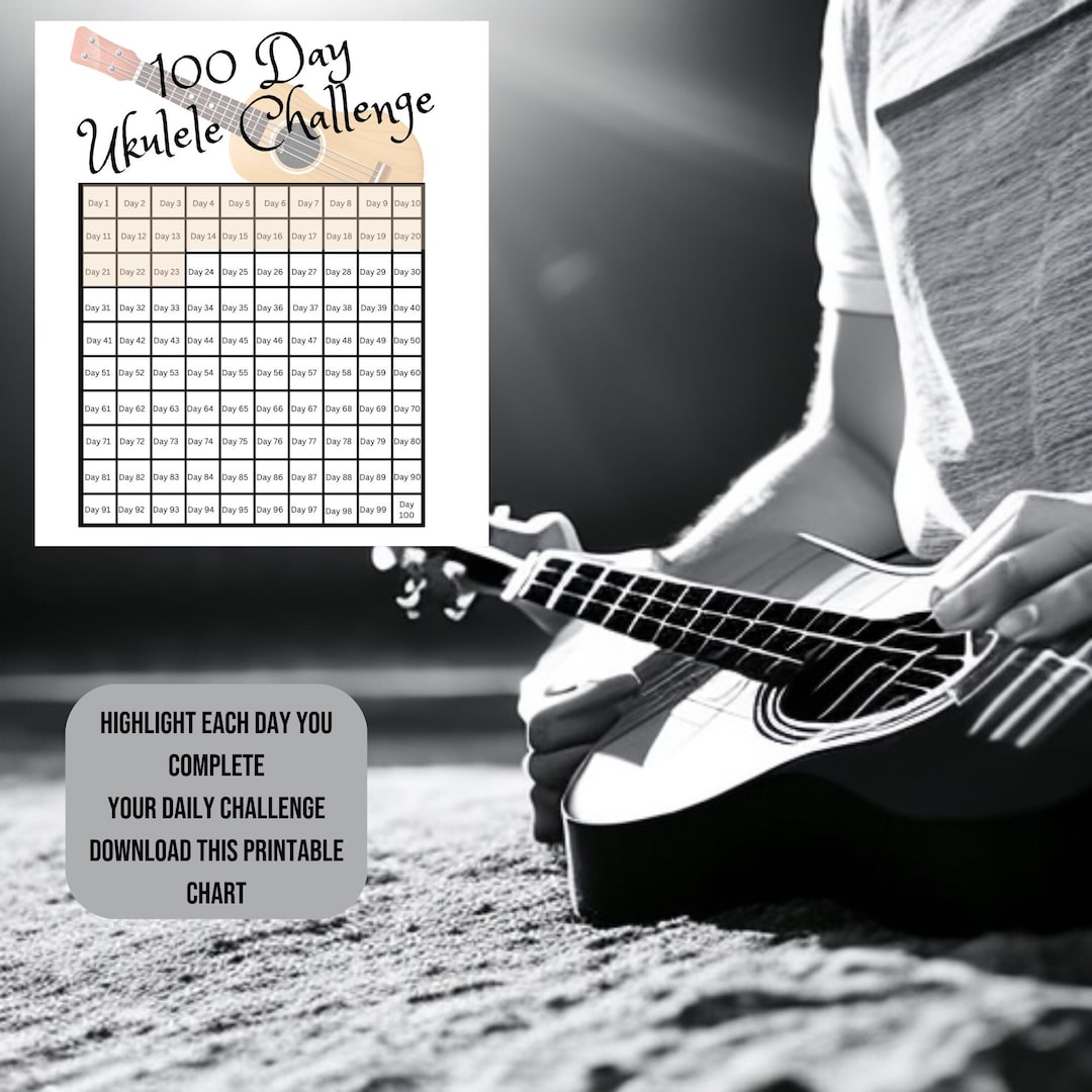 1-100 Days of Ukulele Challenge Chart - Etsy