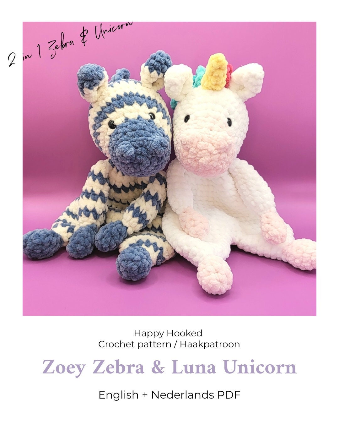 Zoey Zebra & Luna Unicorn Crochet Patterns / Haakpatronen - Etsy