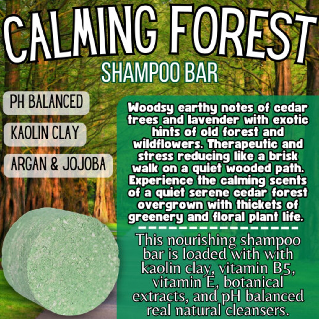 Calming Forest SHAMPOO BAR Ph Balanced Gentle & Safe for Daily Use All ...