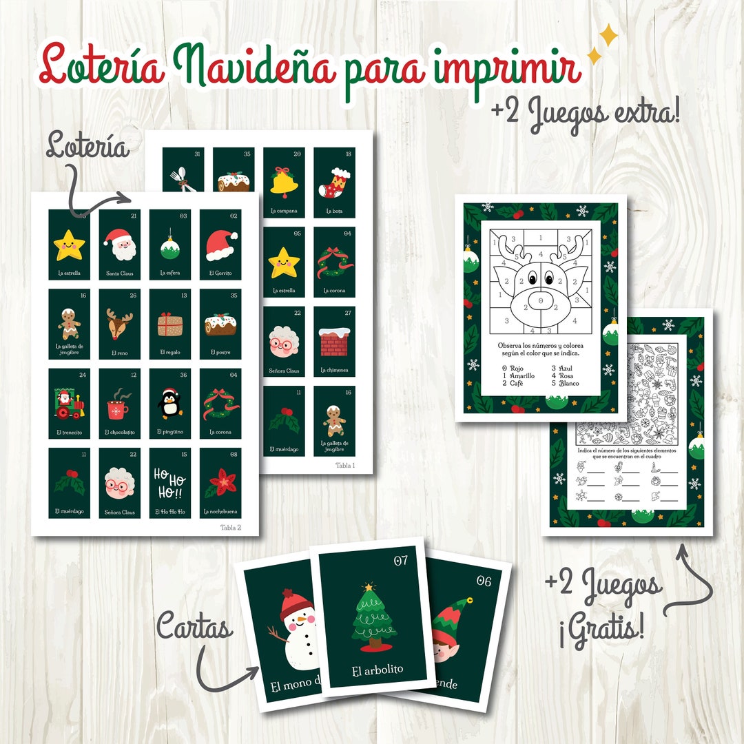 Lotería Navideña 36 Tablas, Imprimible PDF 2 Juegos para niños - Etsy ...