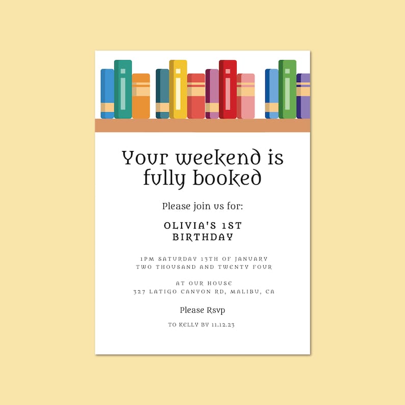 Library Book Birthday Invitation - Etsy