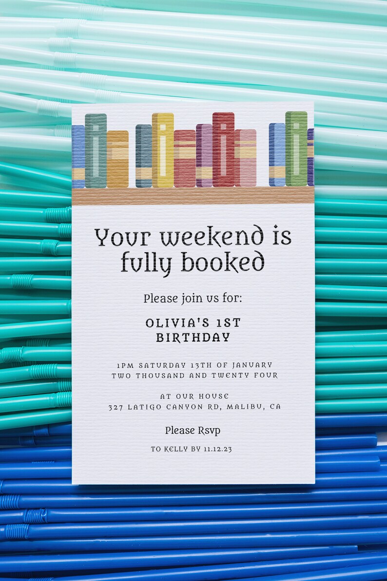 Library Book Birthday Invitation - Etsy