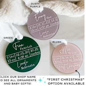 Baby's First Christmas Ornament 2023, Personalized Acrylic Baby Birth ...