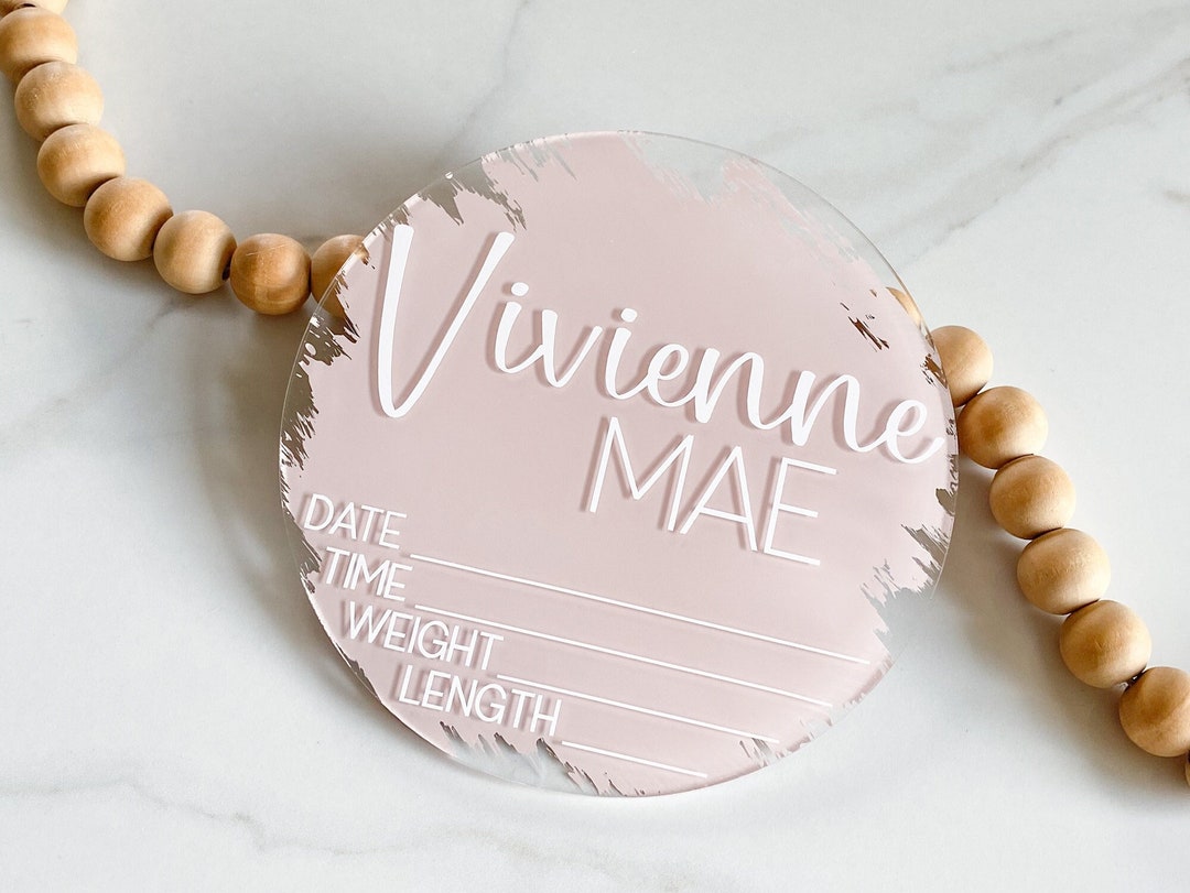 Acrylic Birth Announcement Sign, Personalized Birth Stats Sign, Custom ...