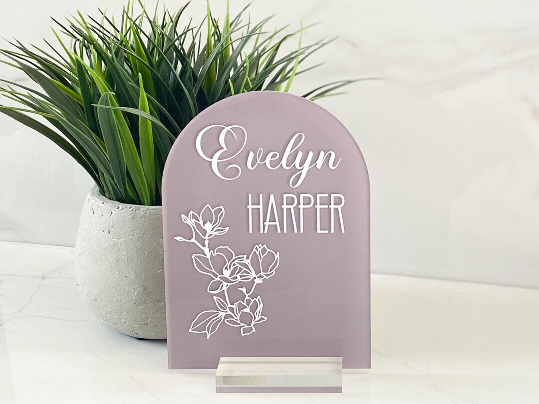 Floral Baby Name Plate Custom Baby Arrival Sign Boho Baby - Etsy