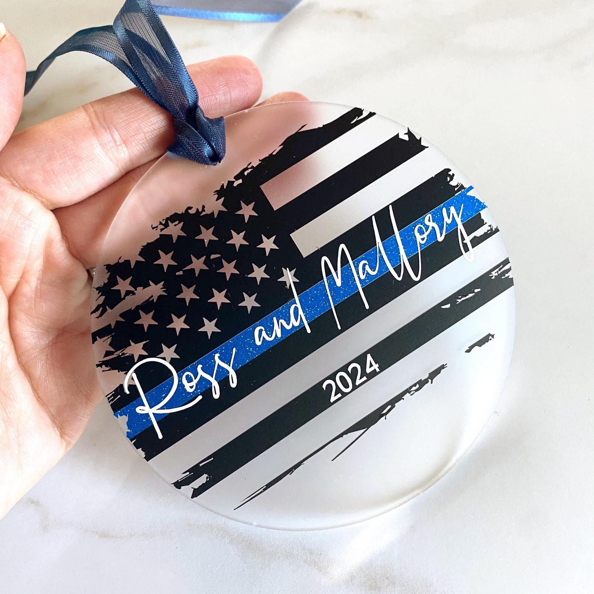 Personalized Police Ornament With Badge, Thin Blue Line Gift for Police ...