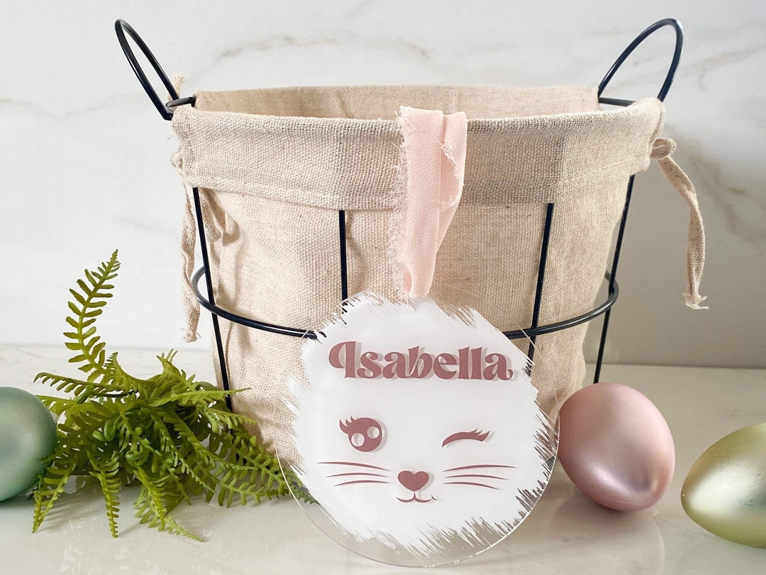 Easter Basket Name Tags Acrylic, Bunny Face Easter Basket Tag ...