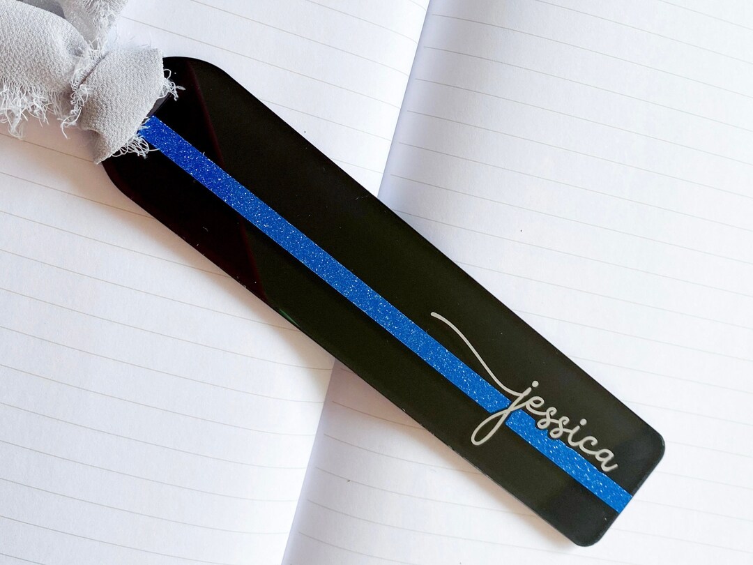 Personalized Thin Blue Line Acrylic Bookmark, Police Officer Gifts ...