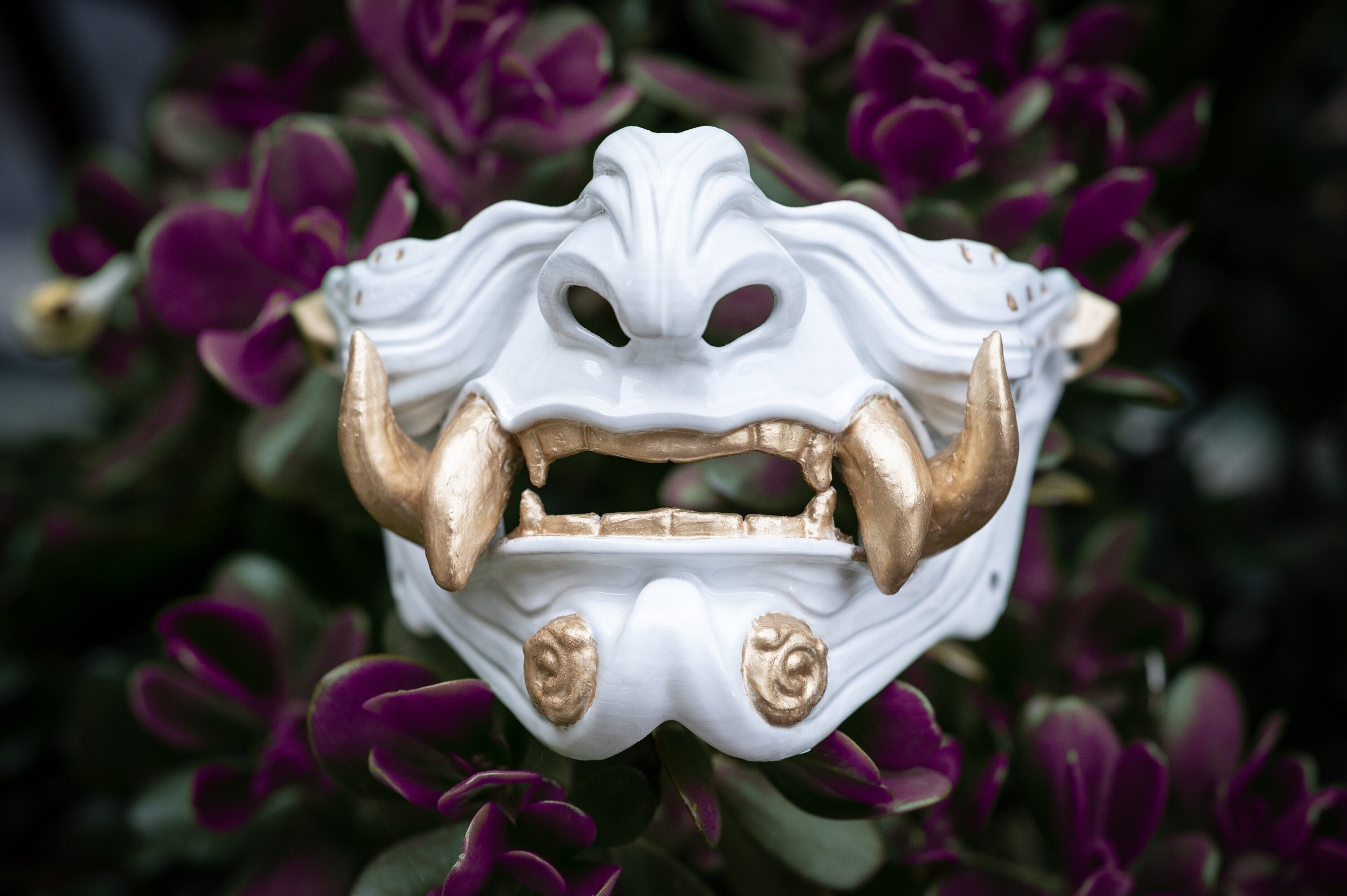 Aura Samurai Mask Japanese Armor Oni Mask Half Face Mask Masquerade ...