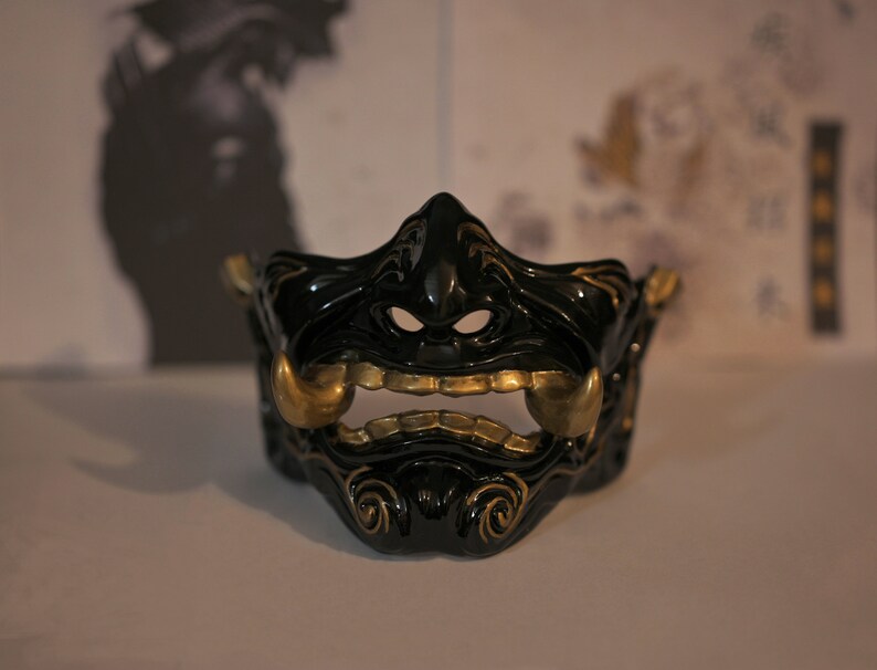 Erebus Oni Mask Half Face Mask Menpo Samurai Mask Japanese Armor Hannya ...