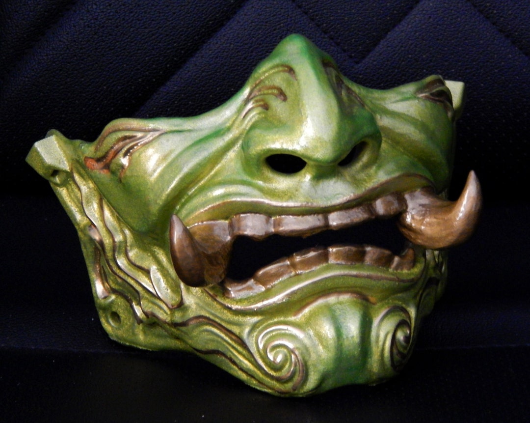 Zombie Mask Oni Mask Half Face Mask Japanese Samurai Mask Hannya Menpo ...
