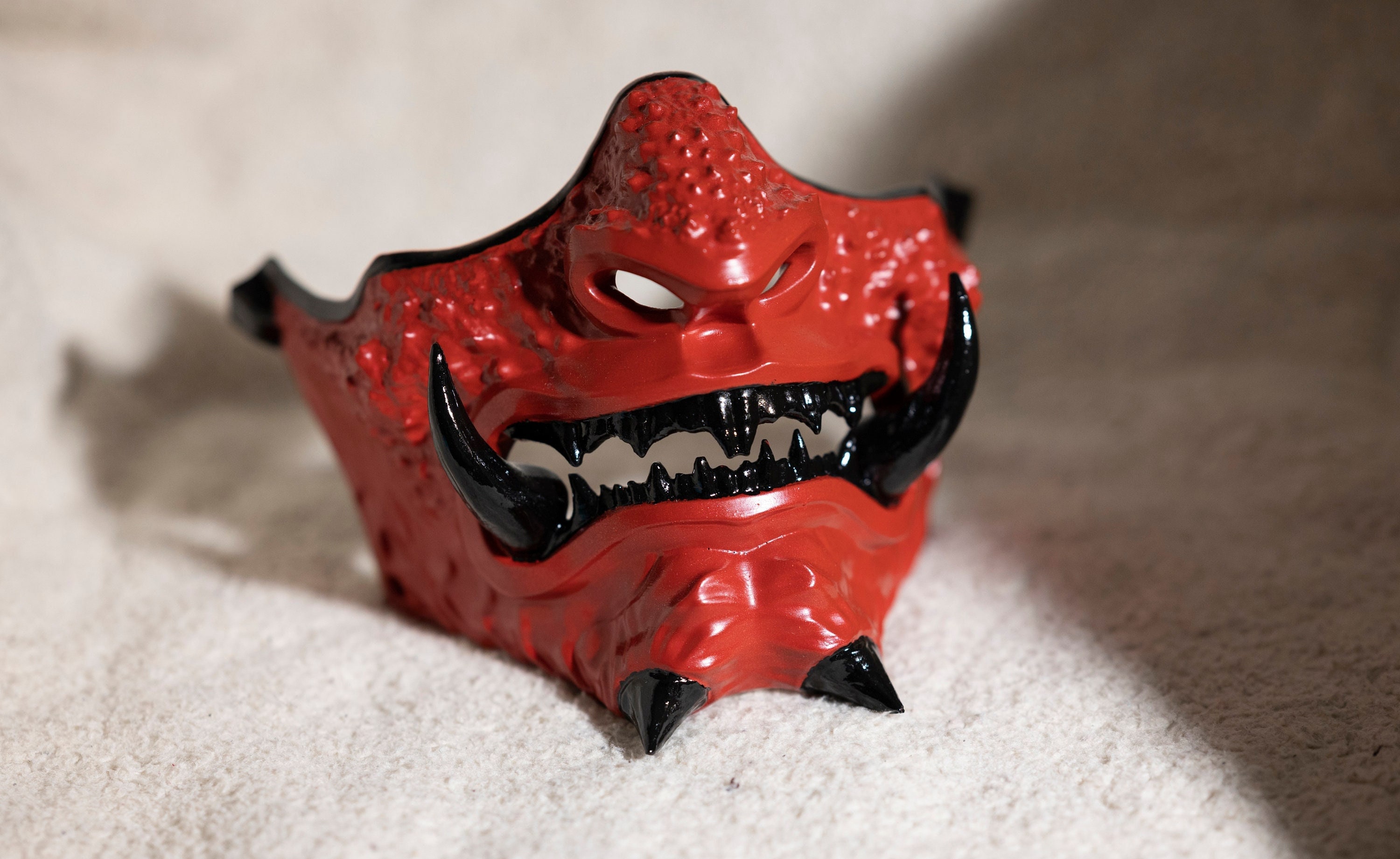 Hellboy Mask Oni Mask Half Face Samurai Mask Mempo Hannya Mask Japanese ...