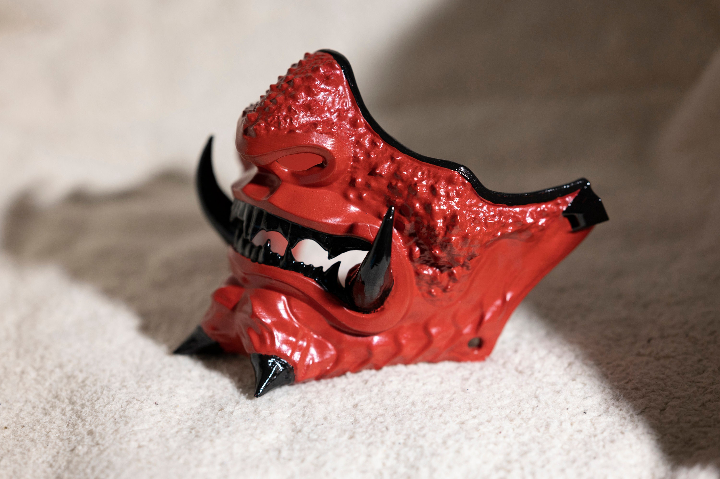 Hellboy Mask Oni Mask Half Face Samurai Mask Mempo Hannya Mask Japanese ...