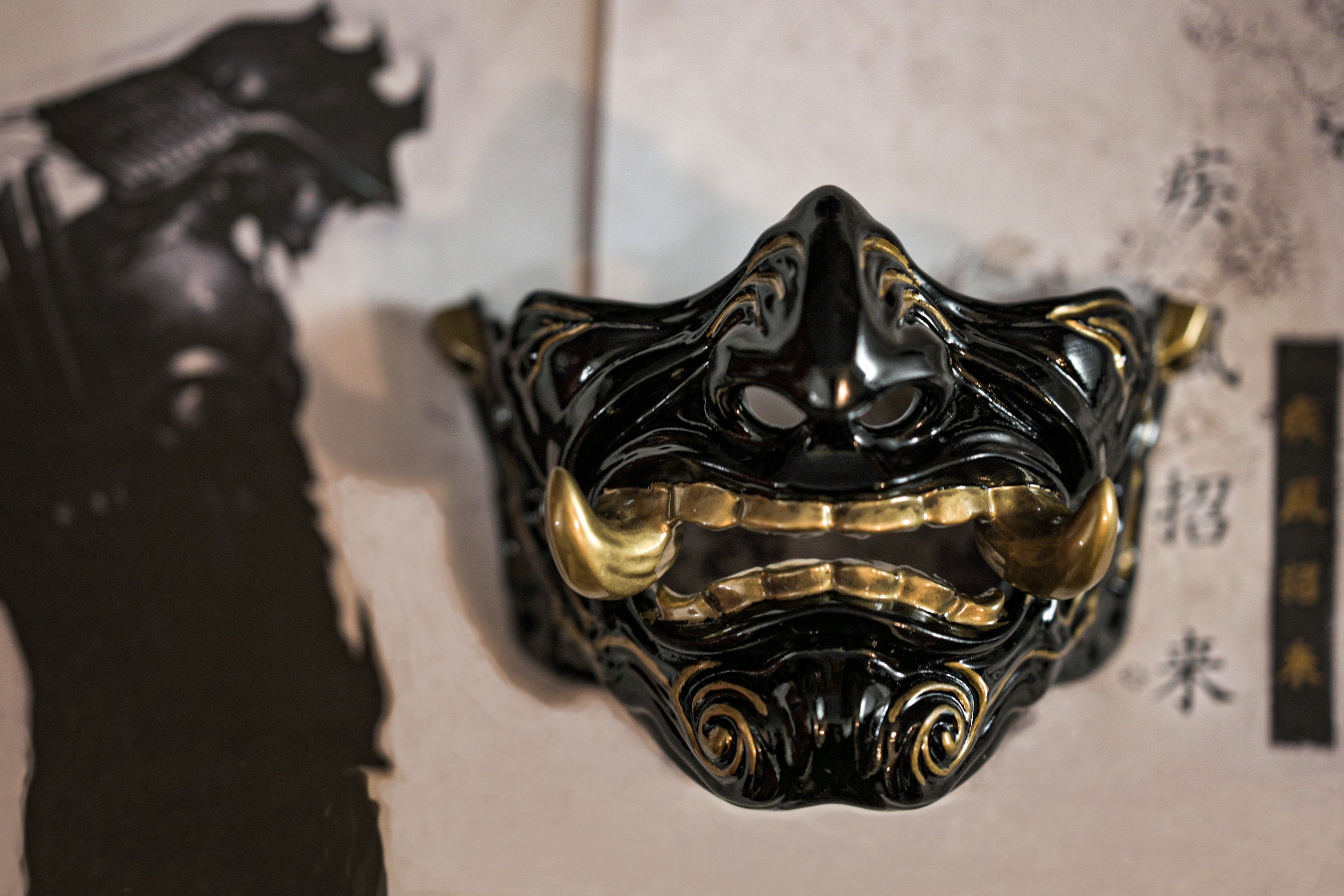 Erebus Oni Mask Half Face Mask Menpo Samurai Mask Japanese Armor Hannya ...