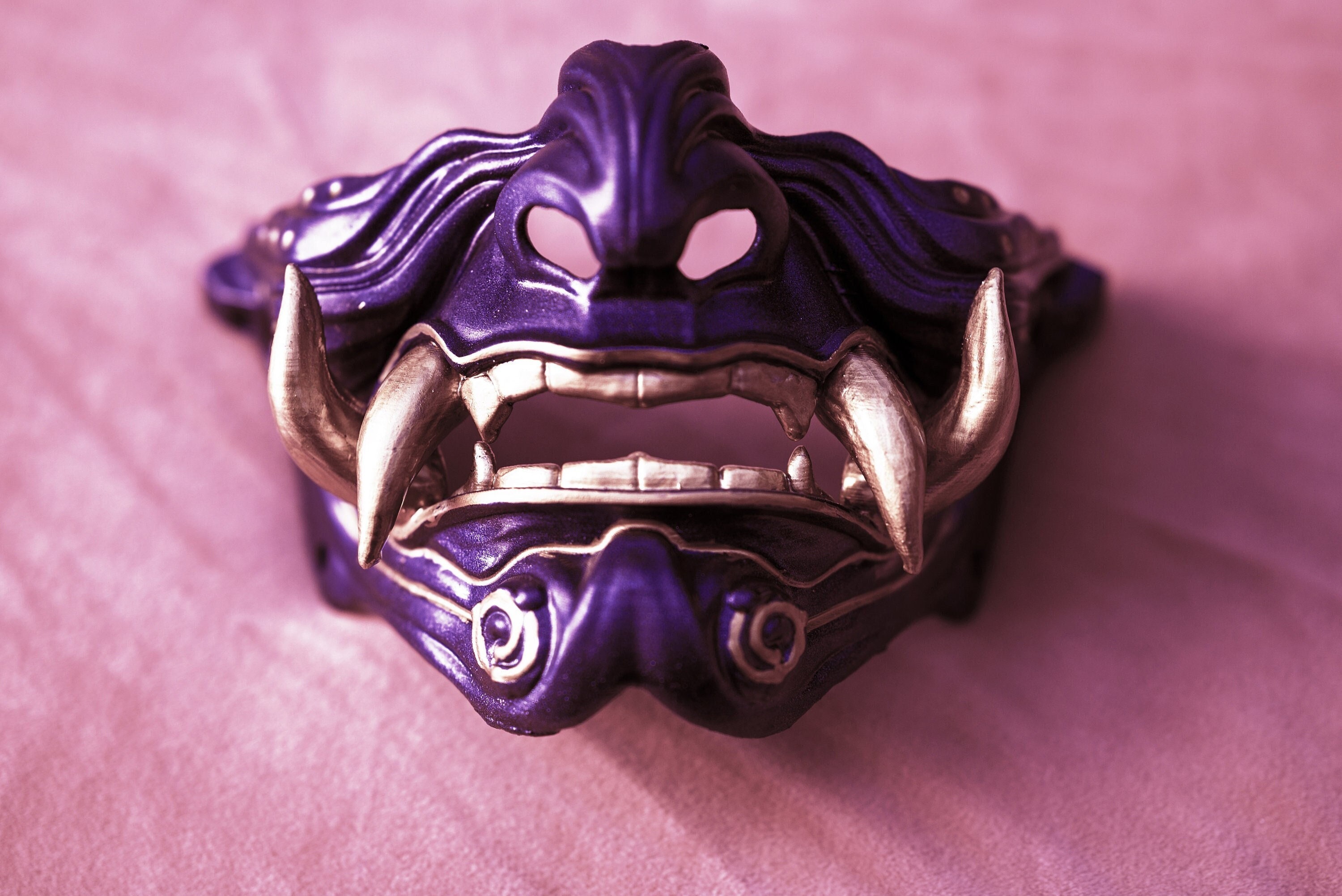 Alien DNA Oni Mask Samurai Mask Half Face Mask Japanese Armor Mempo ...