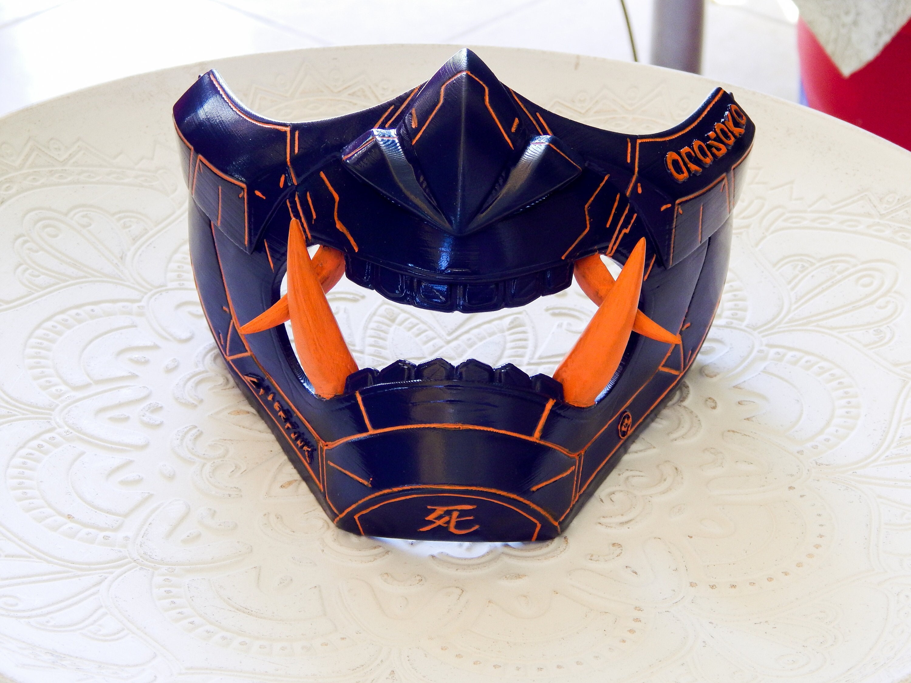 Cyberpunk Mask Half Face Oni Mask Japanese Samurai Mask Mempo Hannya ...