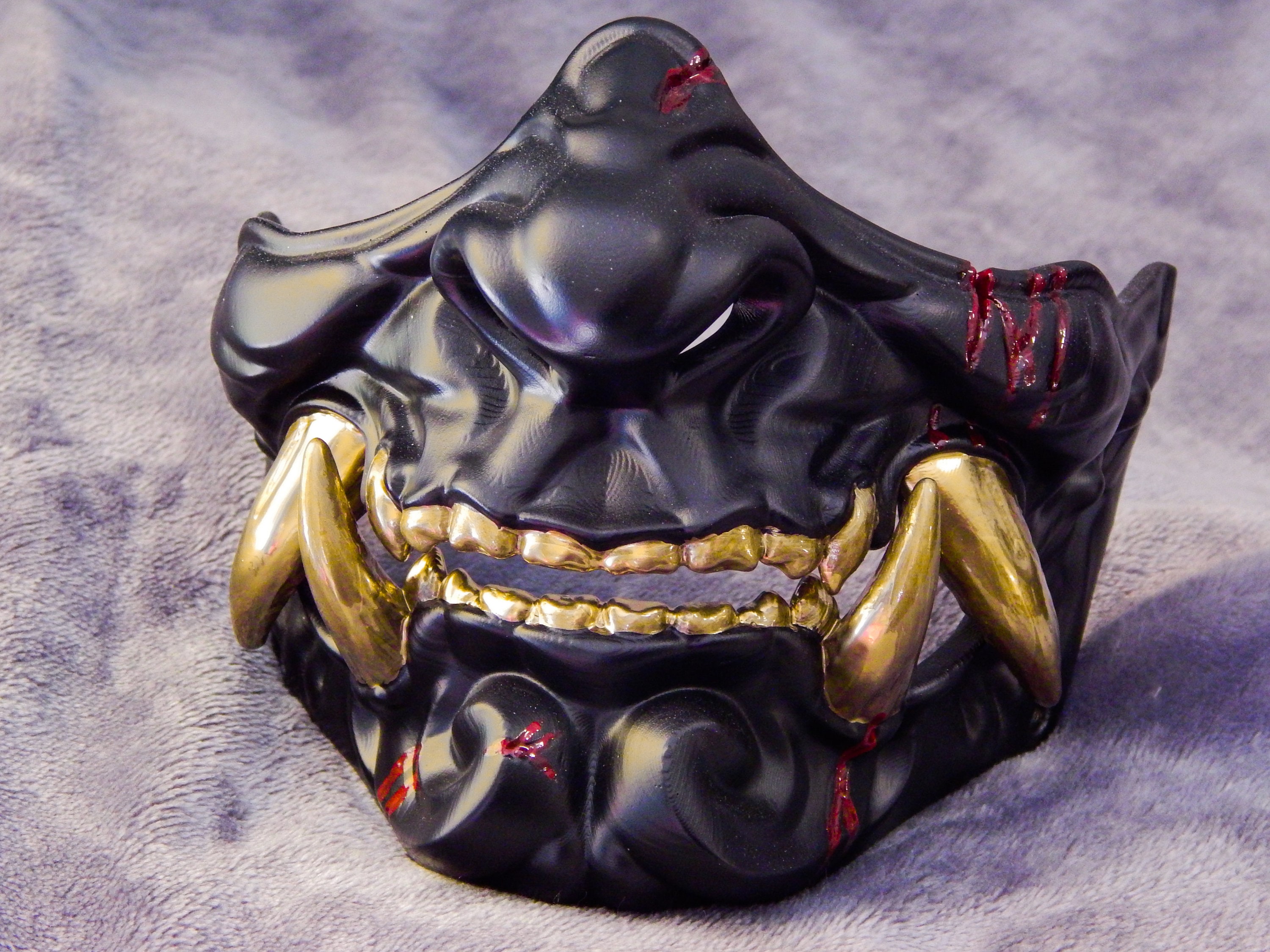 Bloody Dark Knight Samurai Mask, Oni Mask Half Face Japanese Armor ...