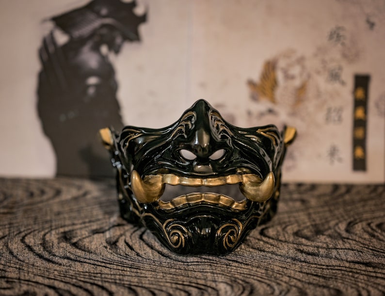 Erebus Oni Mask Half Face Mask Menpo Samurai Mask Japanese Armor Hannya ...