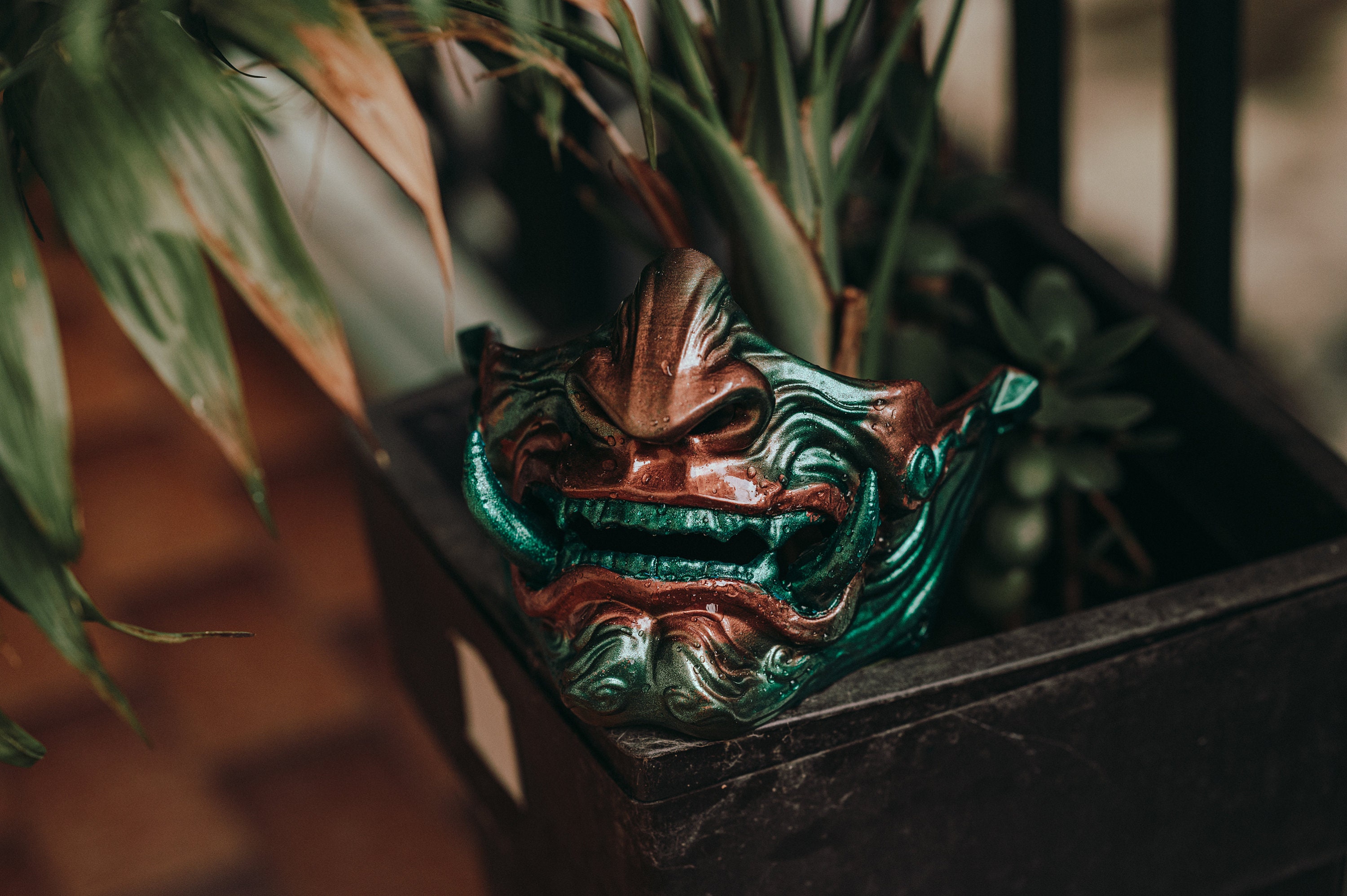 Samurai Mask Half Face Oni Mask, Ghost of Tsushima Mask Japanese Armor ...