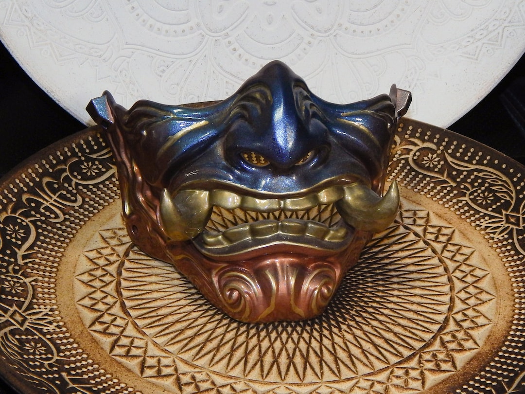 Fūjin 風神 God of Wind Samurai Mask, Oni Mask, Japanese Armor Mempo Mask ...