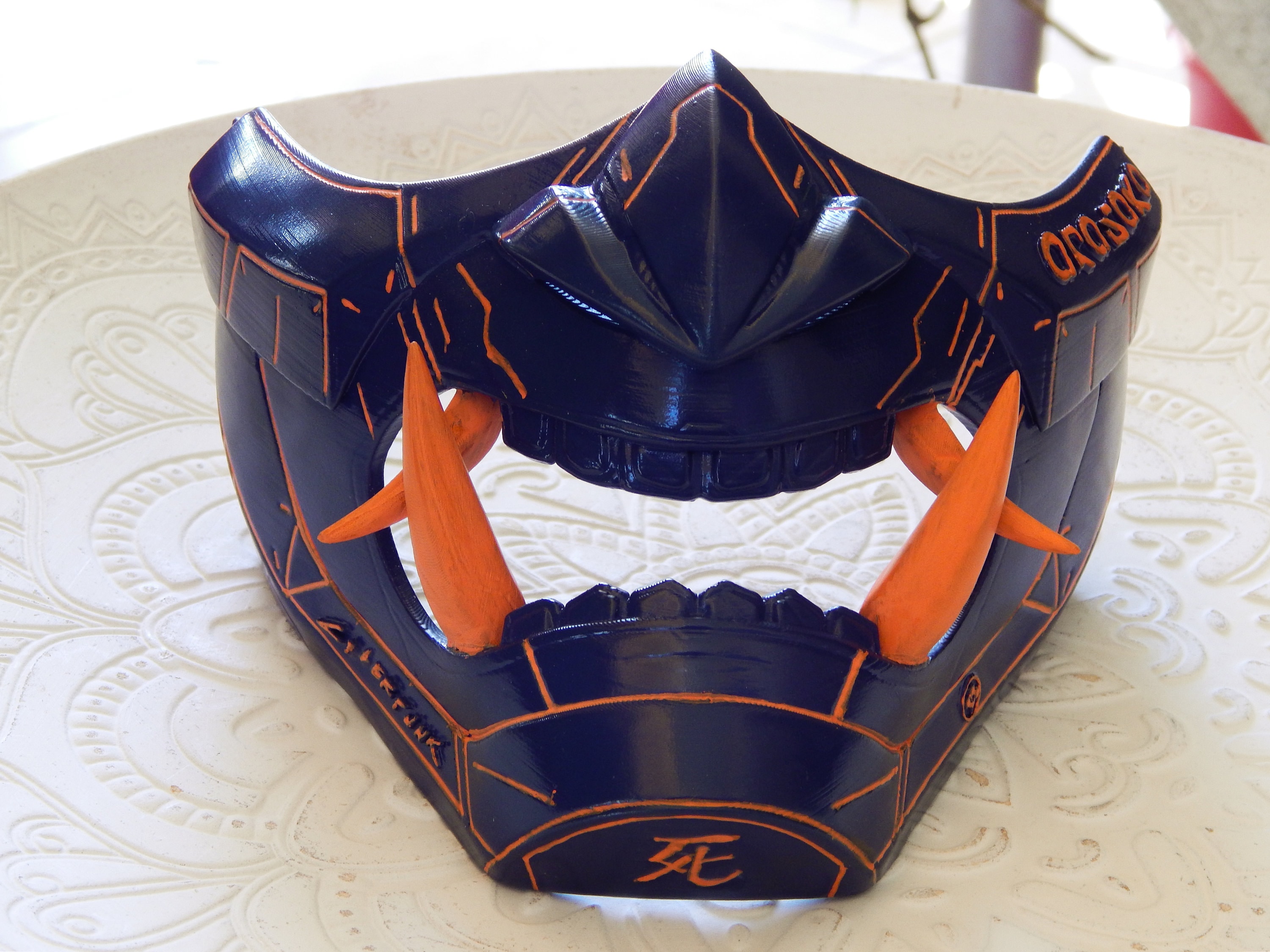 Cyberpunk Mask Half Face Oni Mask Japanese Samurai Mask Mempo Hannya ...