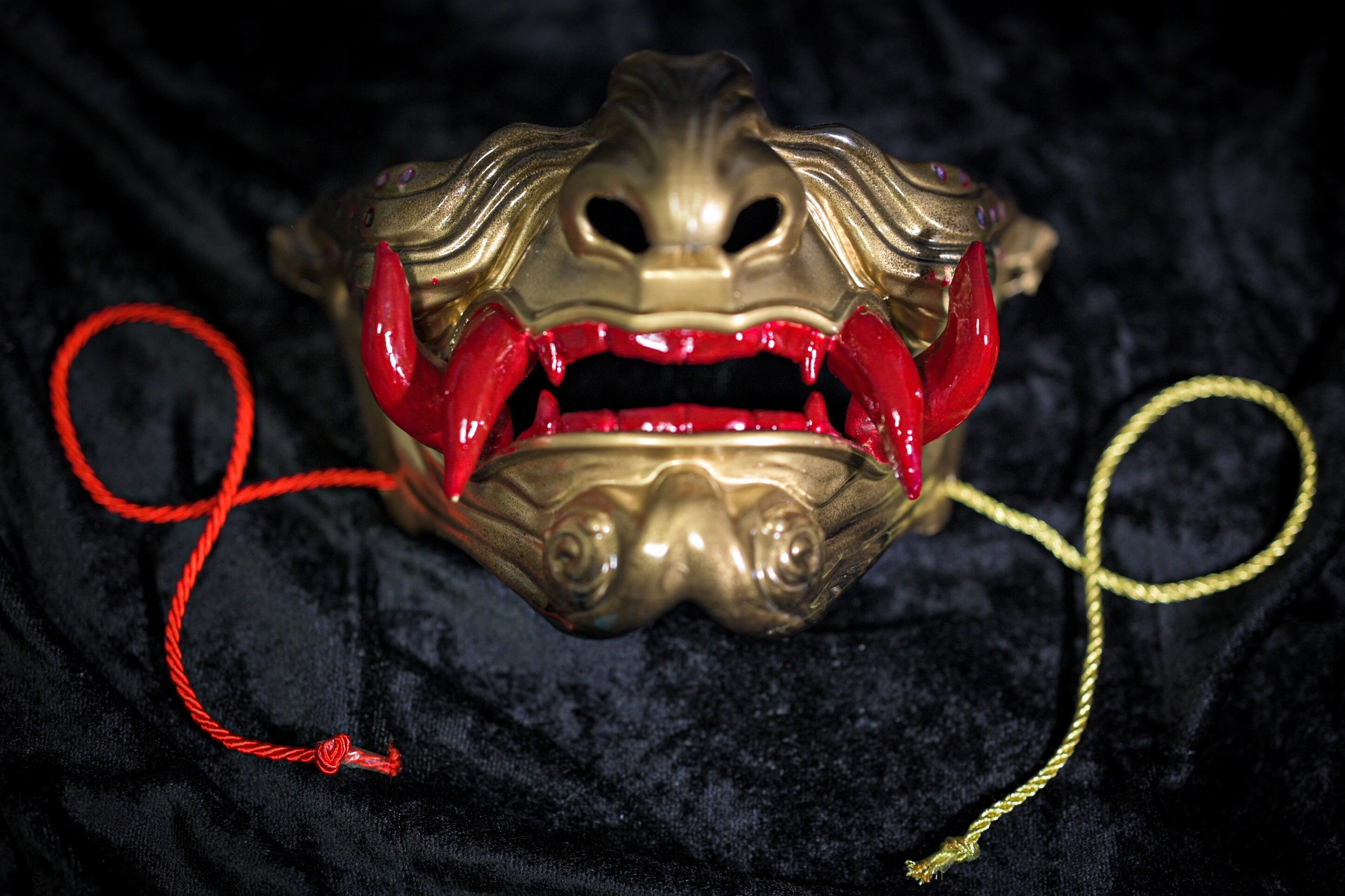 Blood Thirst Oni Mask Half Face Samurai Mask Japanese Armor Menpo Mask ...