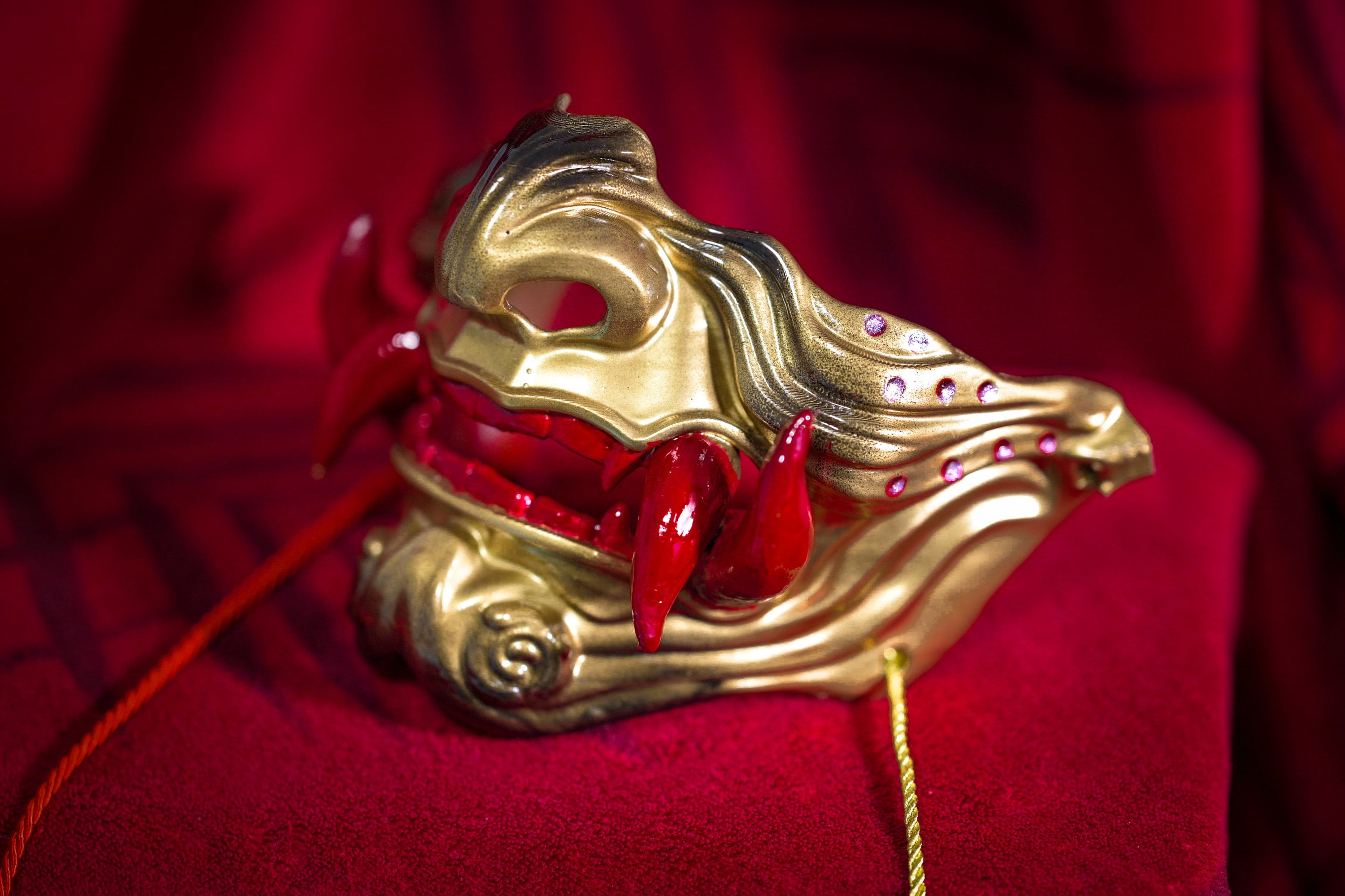 Blood Thirst Oni Mask Half Face Samurai Mask Japanese Armor Menpo Mask ...