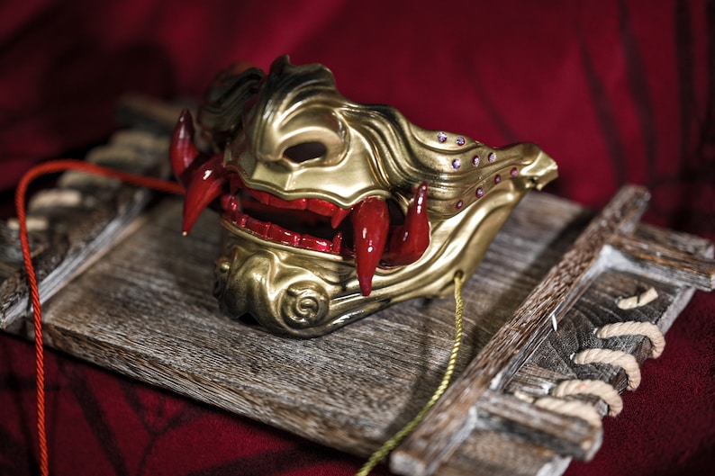 Blood Thirst Oni Mask Half Face Samurai Mask Japanese Armor Menpo Mask ...