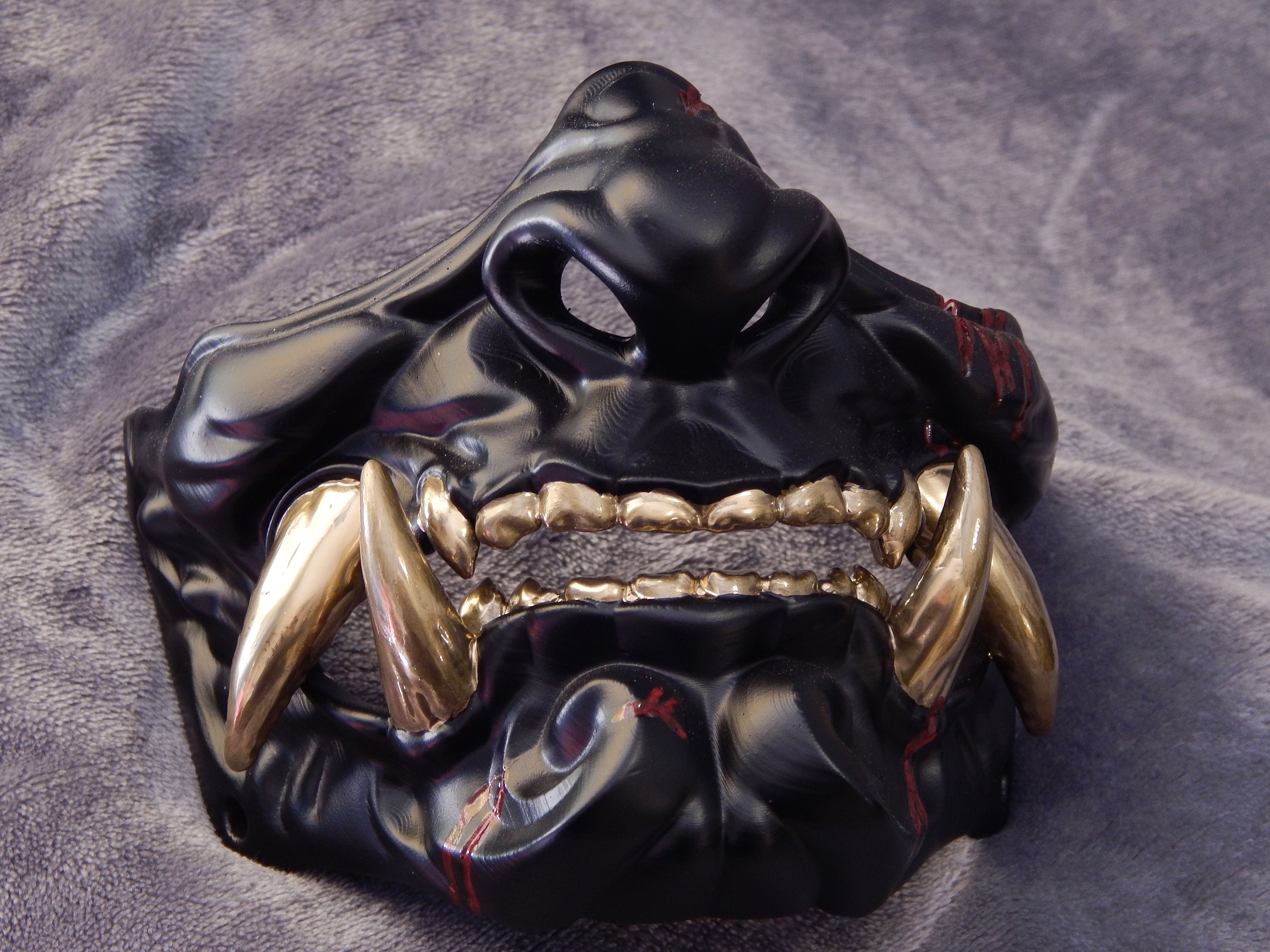 Bloody Dark Knight Samurai Mask, Oni Mask Half Face Japanese Armor ...