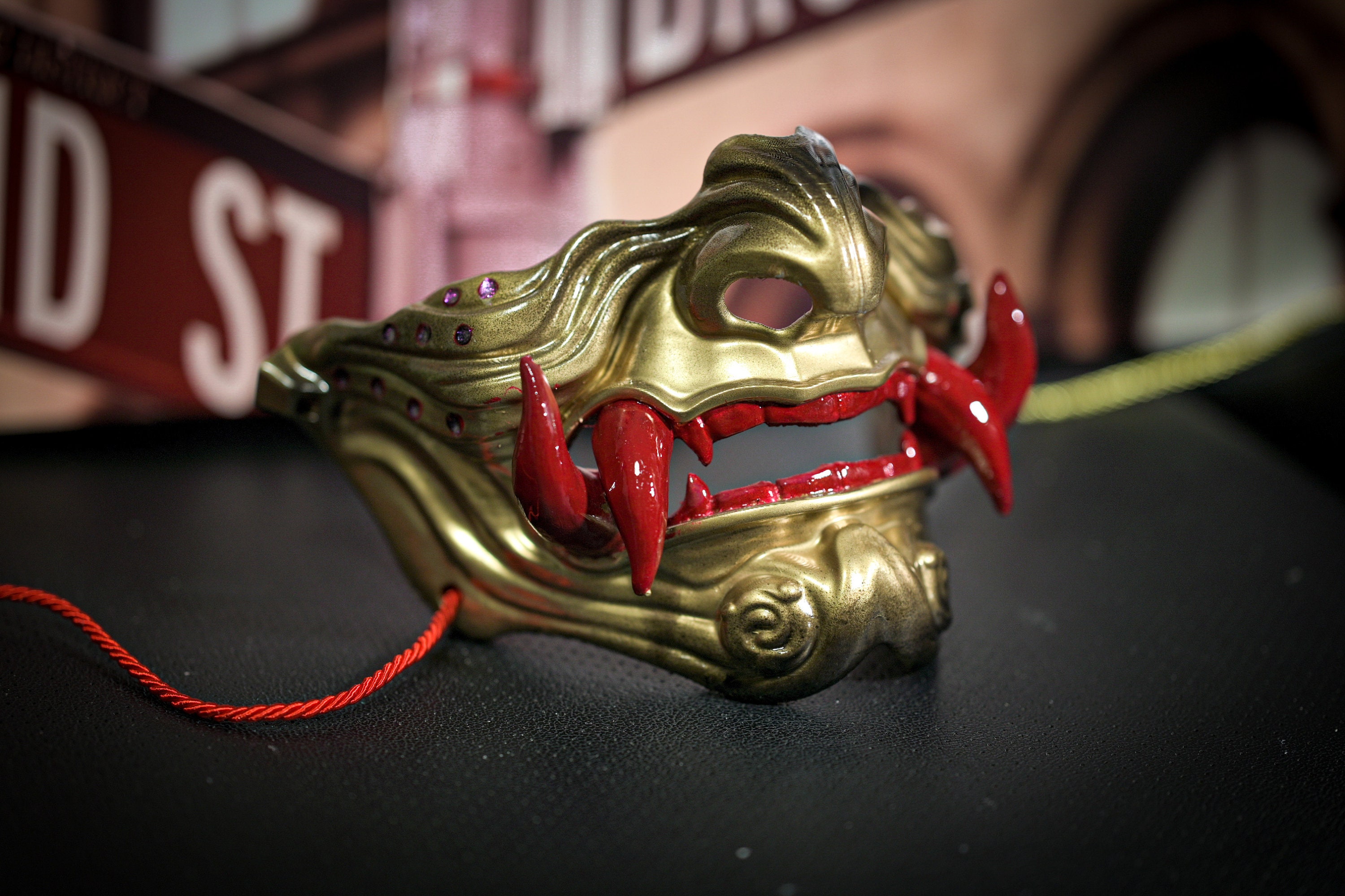 Blood Thirst Oni Mask Half Face Samurai Mask Japanese Armor Menpo Mask ...