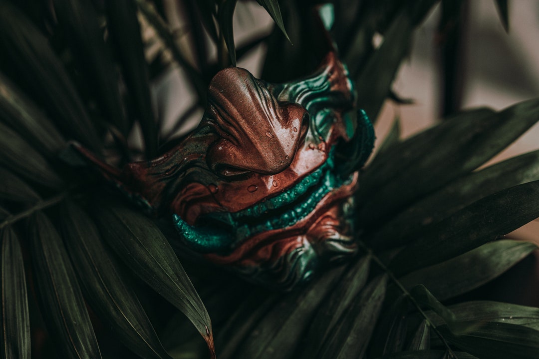 Samurai Mask Half Face Oni Mask, Ghost of Tsushima Mask Japanese Mempo ...
