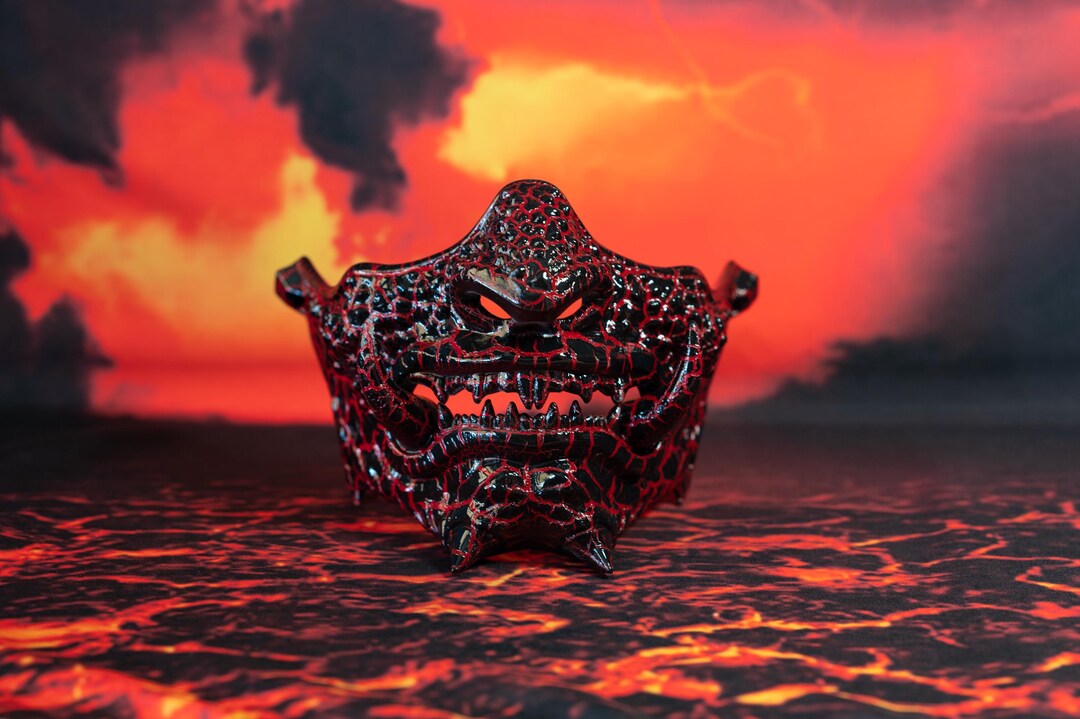 Inferno Oni Mask, Samurai Mask Japanese Armor Mempo Mask Hannya ...