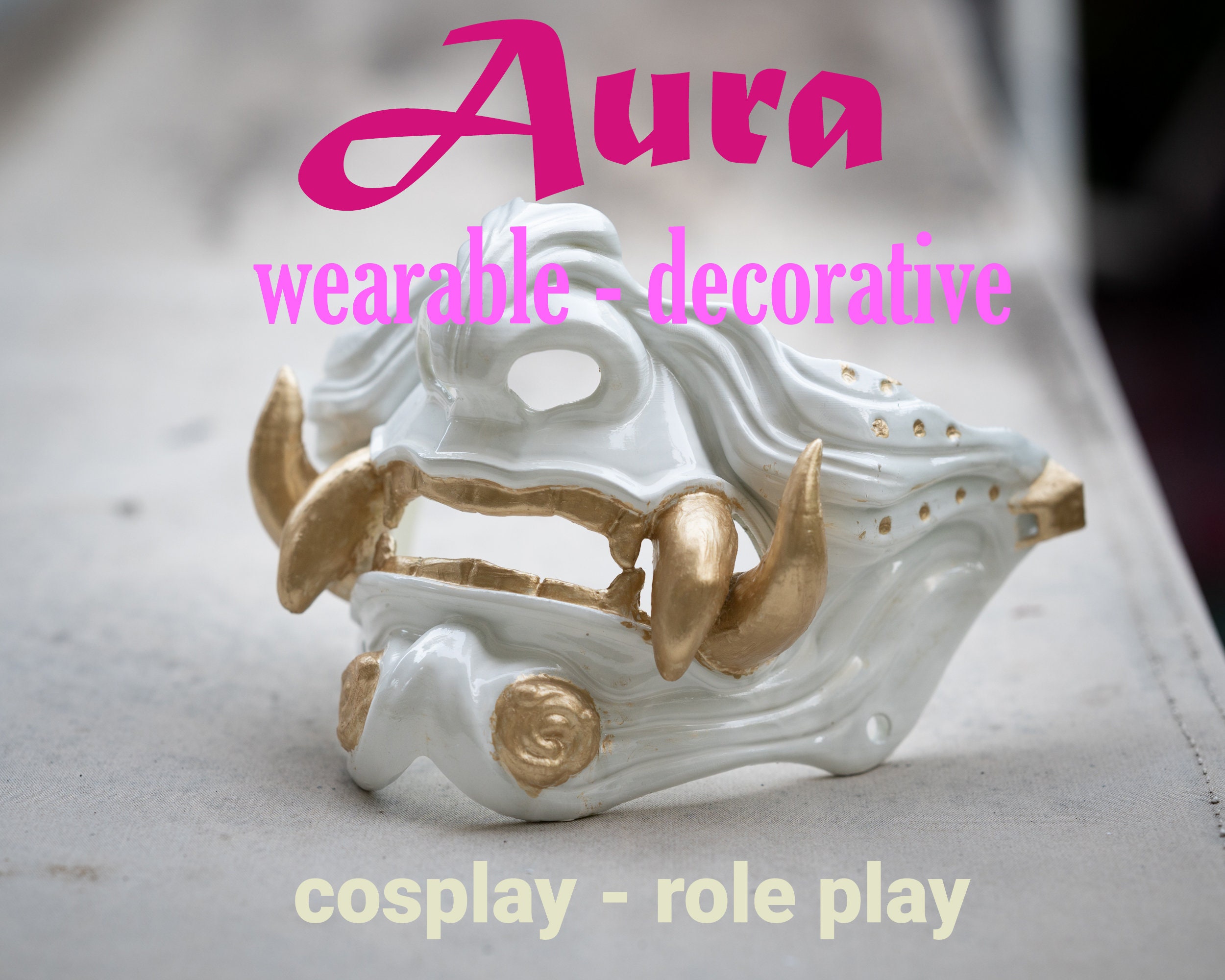 Aura Samurai Mask Japanese Armor Oni Mask Half Face Mask Masquerade ...