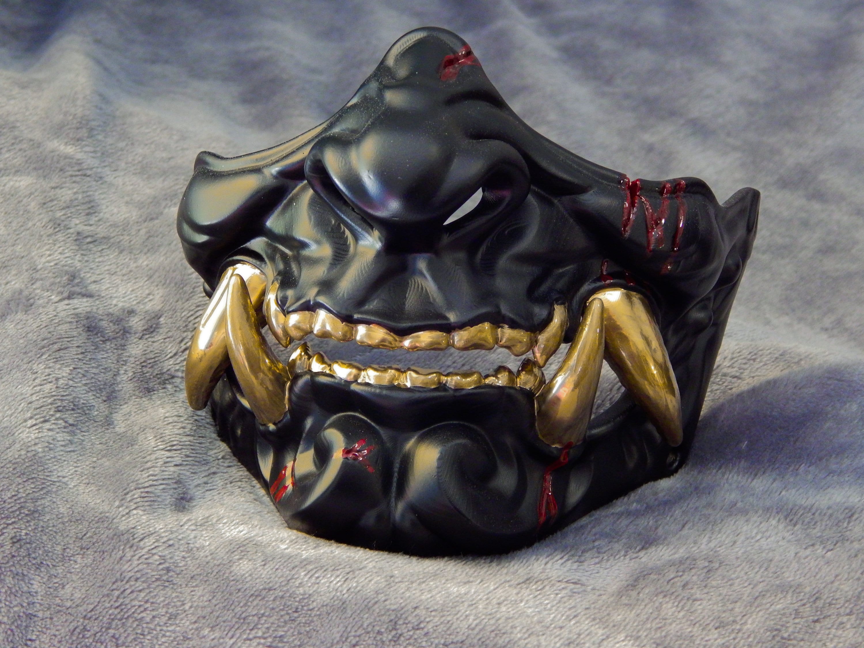 Bloody Dark Knight Samurai Mask, Oni Mask Half Face Japanese Armor ...