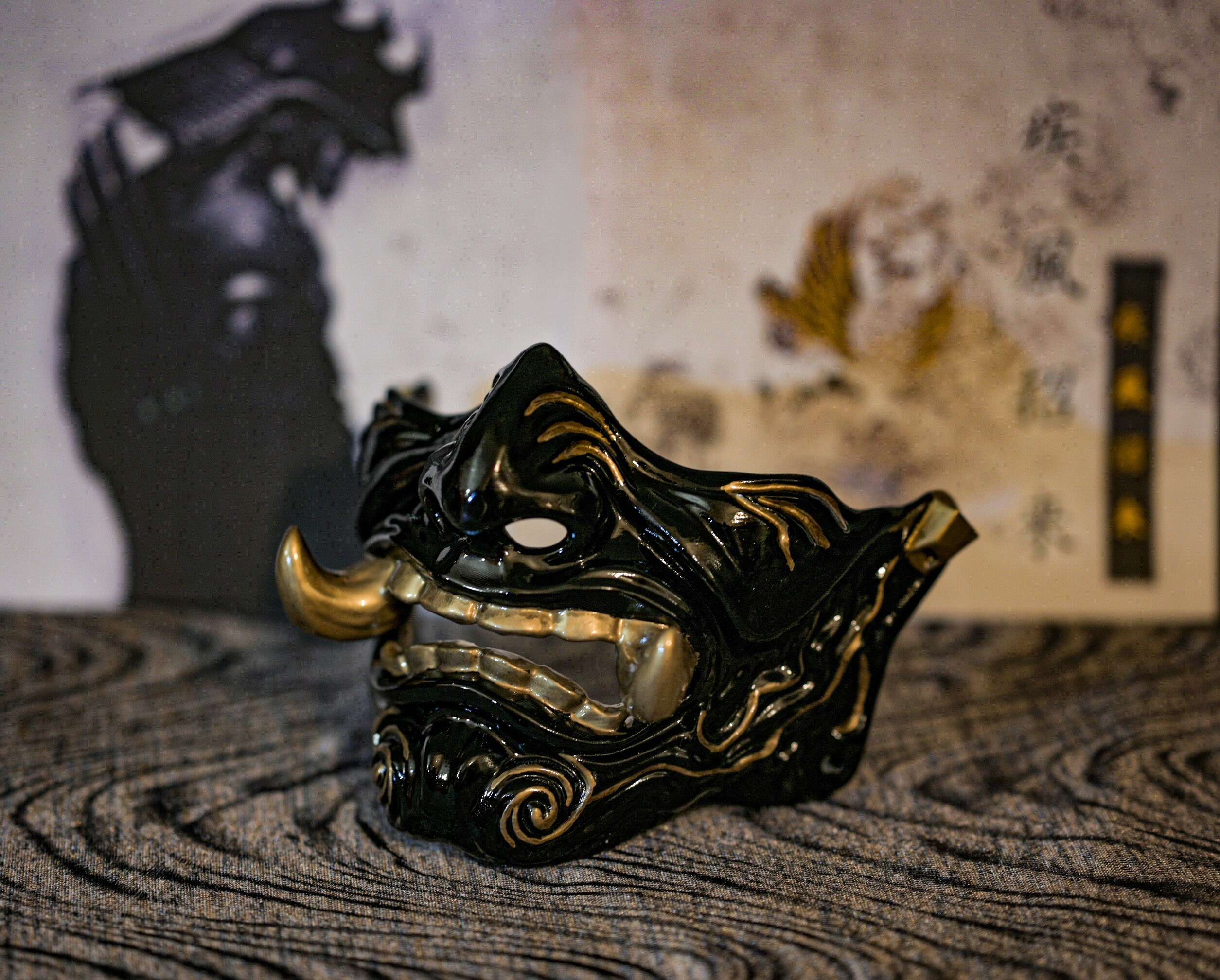 Erebus Oni Mask Half Face Mask Menpo Samurai Mask Japanese Armor Hannya ...