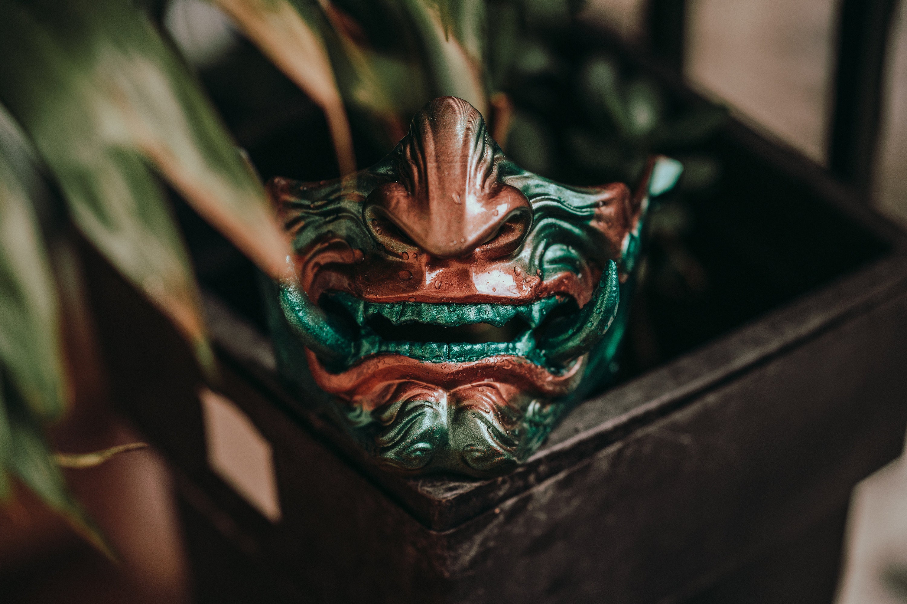 Samurai Mask Half Face Oni Mask, Ghost of Tsushima Mask Japanese Armor ...