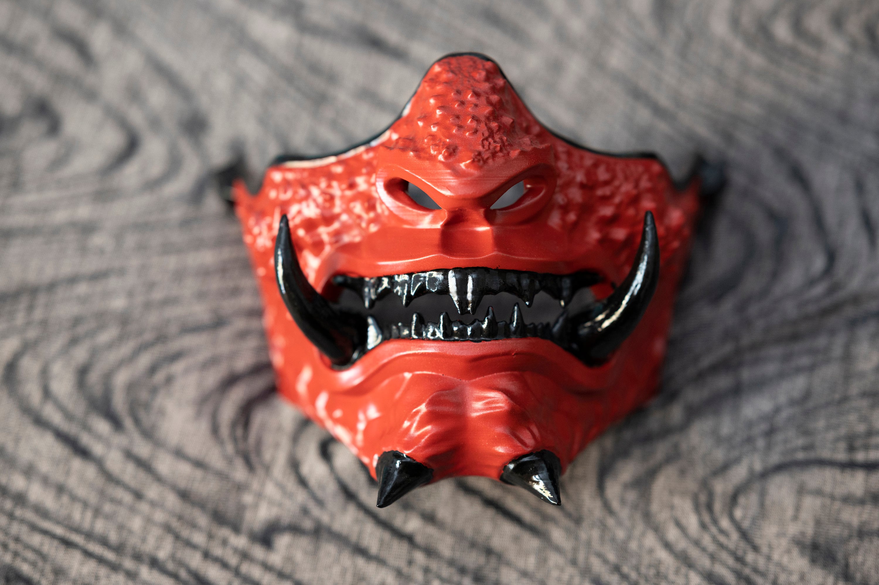 Hellboy Mask Oni Mask Half Face Samurai Mask Mempo Hannya Mask Japanese ...