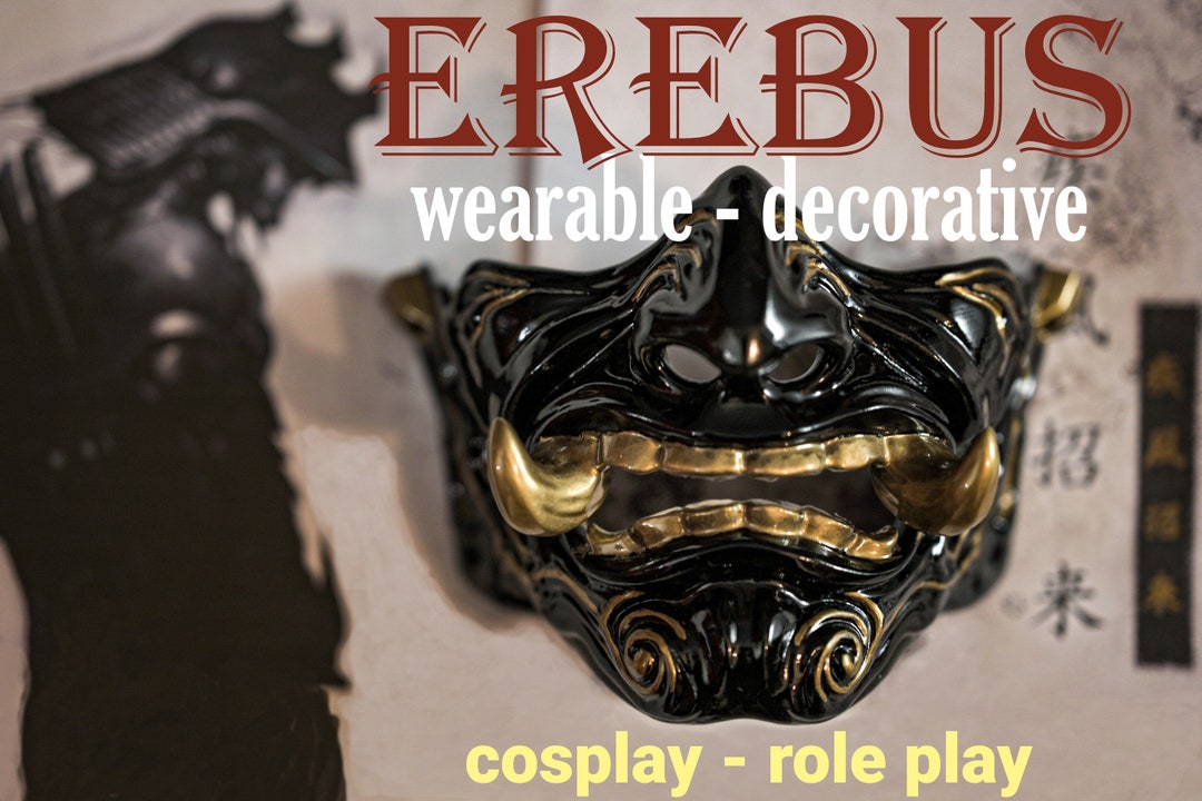 Erebus Oni Mask Half Face Mask Menpo Samurai Mask Japanese Armor Hannya, Halloween Mask Carnival ...