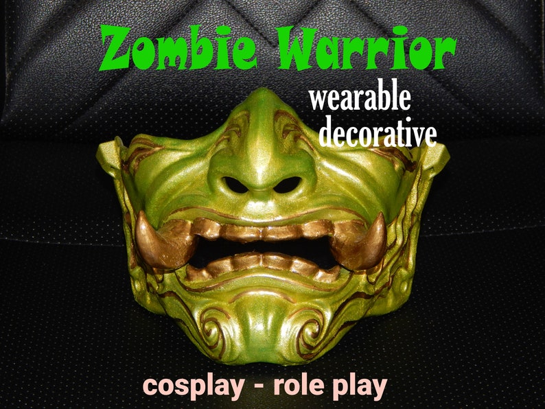 Zombie Mask Oni Mask Half Face Mask Japanese Samurai Mask Hannya Menpo ...