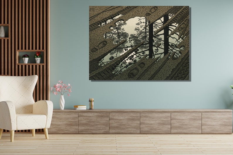 Puddle by M.C. Escher Canvas Wall Art|puddle Wall Art|maurits Cornelis ...