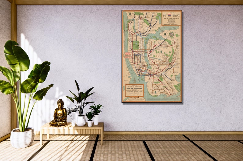 New York City Subway Map Vintage Style Map of NYC Subwaynyc ...